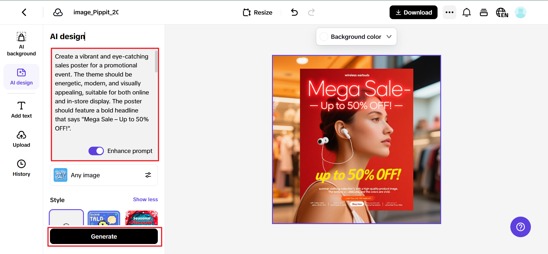 Create Stunning Brand Posters Fast with Pippit's AI Design Tool