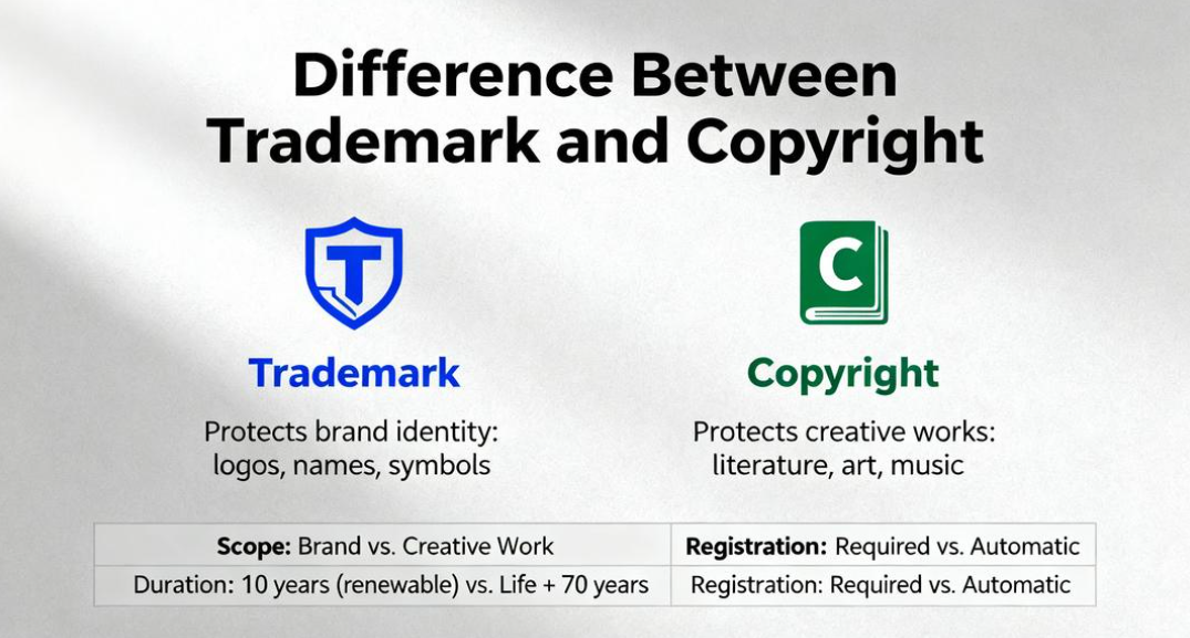 Handelsmerk versus auteursrecht eenvoudig gemaakt: bescherm uw werk legaal